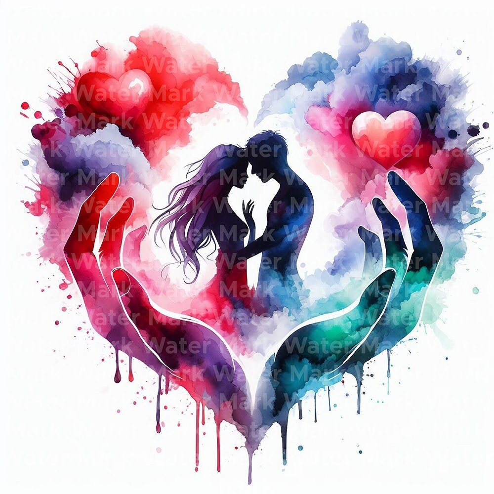 Valentines Day Heart Clipart, 12 Jpg, Couple in Love, Digital Download ...