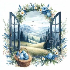 Easter Windows Watercolor Clipart, 12 JPG, Digital Download, Digital ...