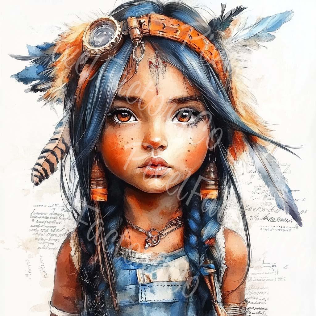 Steampunk Indian Girl Clipart, Vintage Style (digital Download) - Etsy