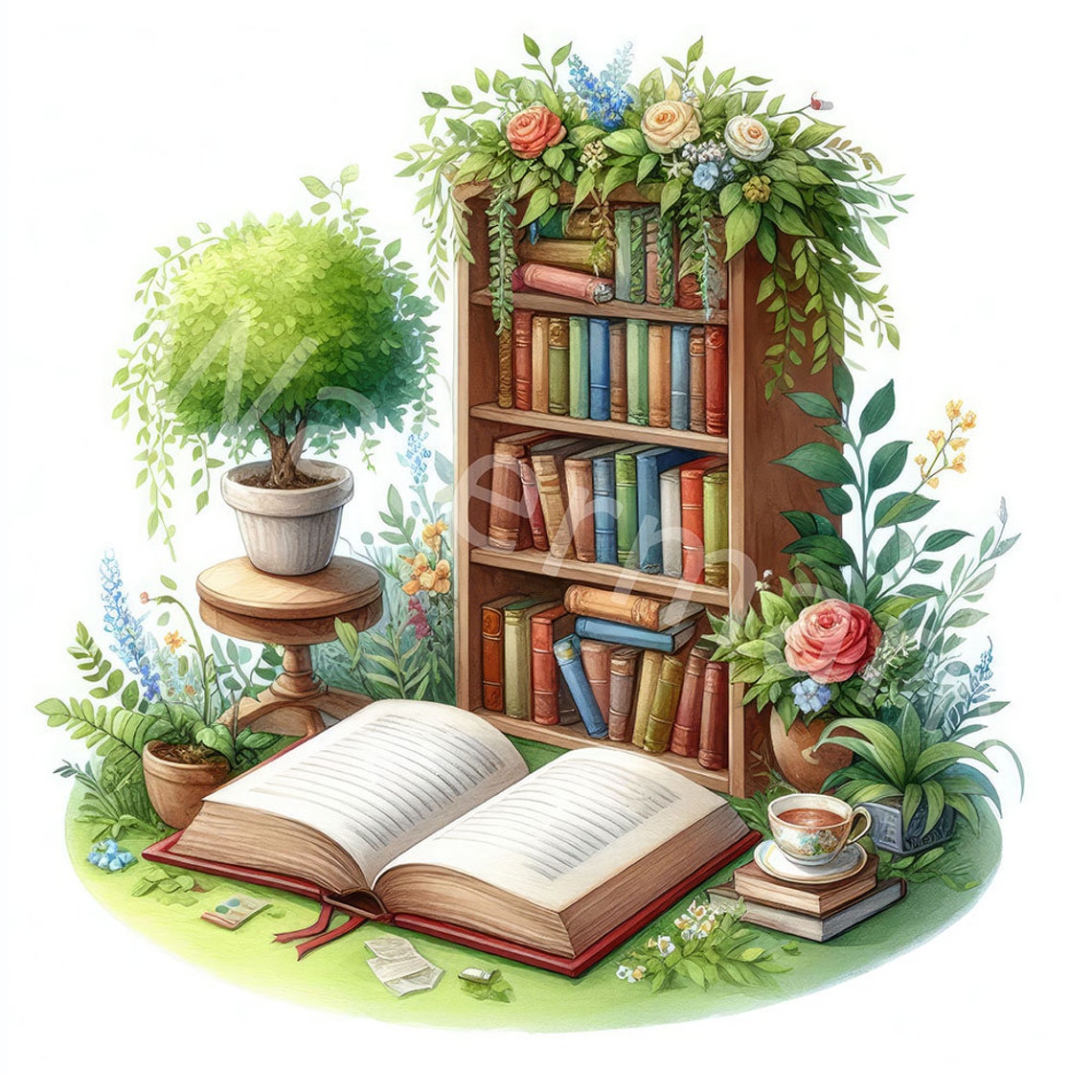 Reading Corner Clipart, 12 Jpg, Digital Download, Memory Book ...