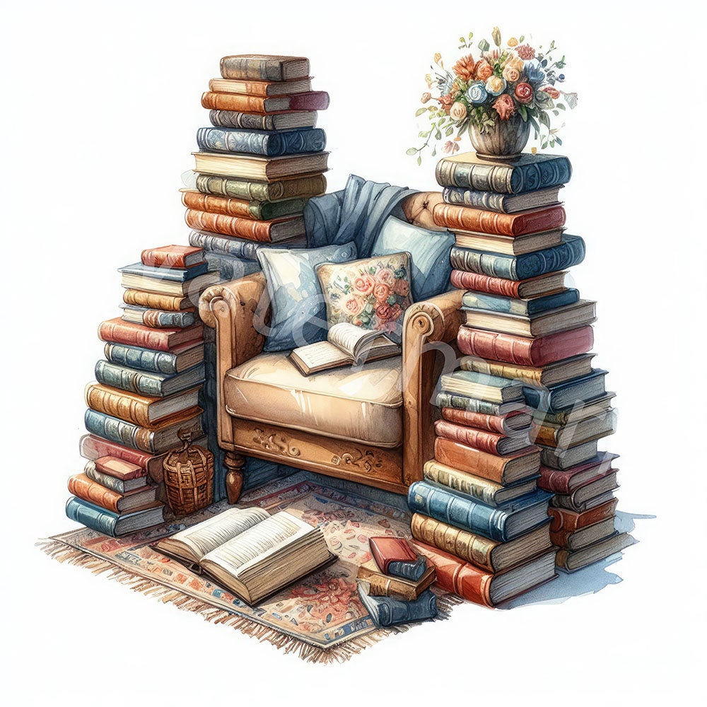 Reading Corner Clipart, 12 Jpg, Digital Download, Memory Book ...