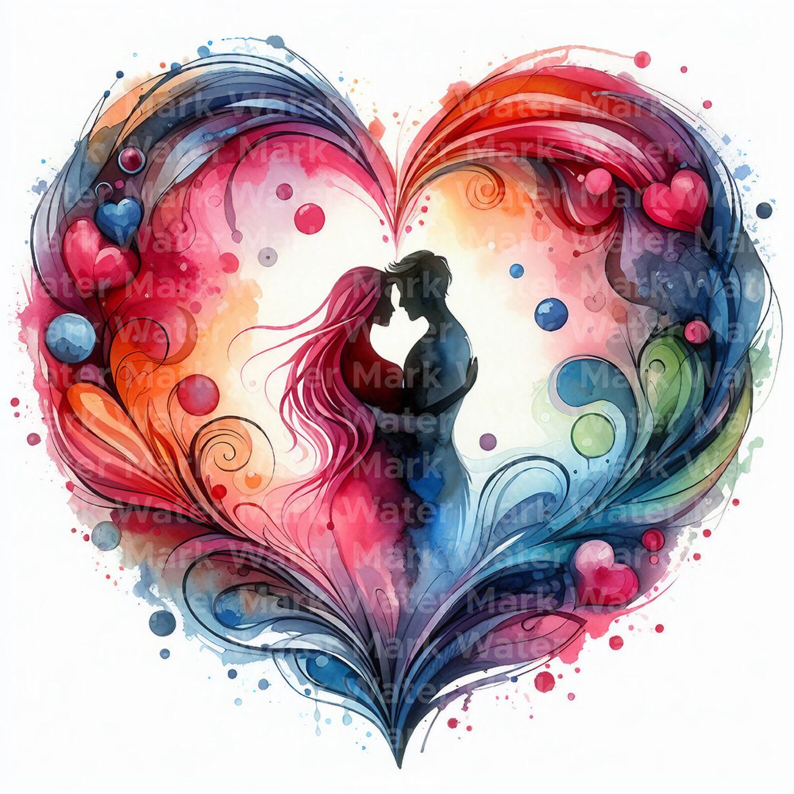 Valentines Day Heart Clipart, 12 Jpg, Couple in Love, Digital Download ...