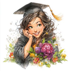Graduation Girl Clipart Bundle: JPG Images for Planner Stickers ...