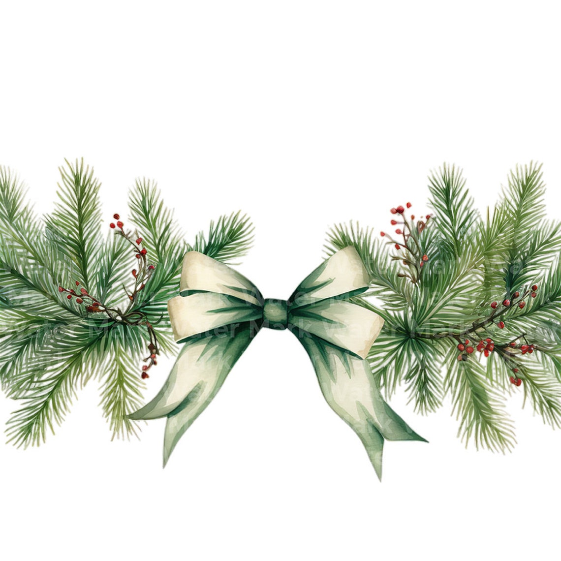 Christmas Borders Watercolor Clipart, 13 JPG, Digital Paper Craft ...