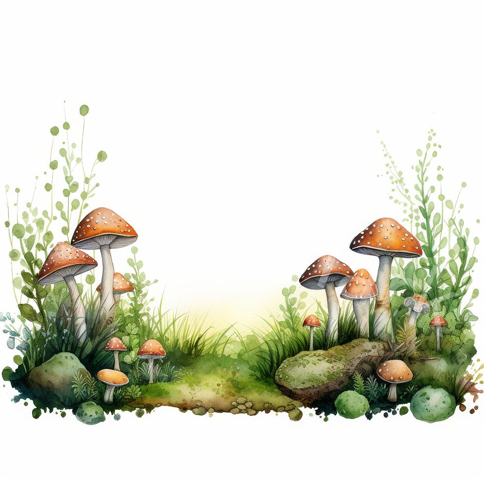 Mushroom Border Clipart, 12 JPG, Digital Download, Digital Paper Crafts ...