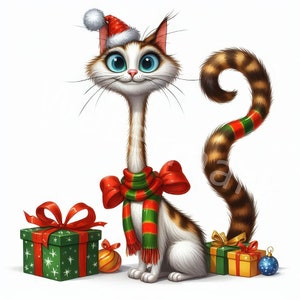 Christmas Quirky and Funny Cats Clipart, 12 JPG, Digital Download Kids ...