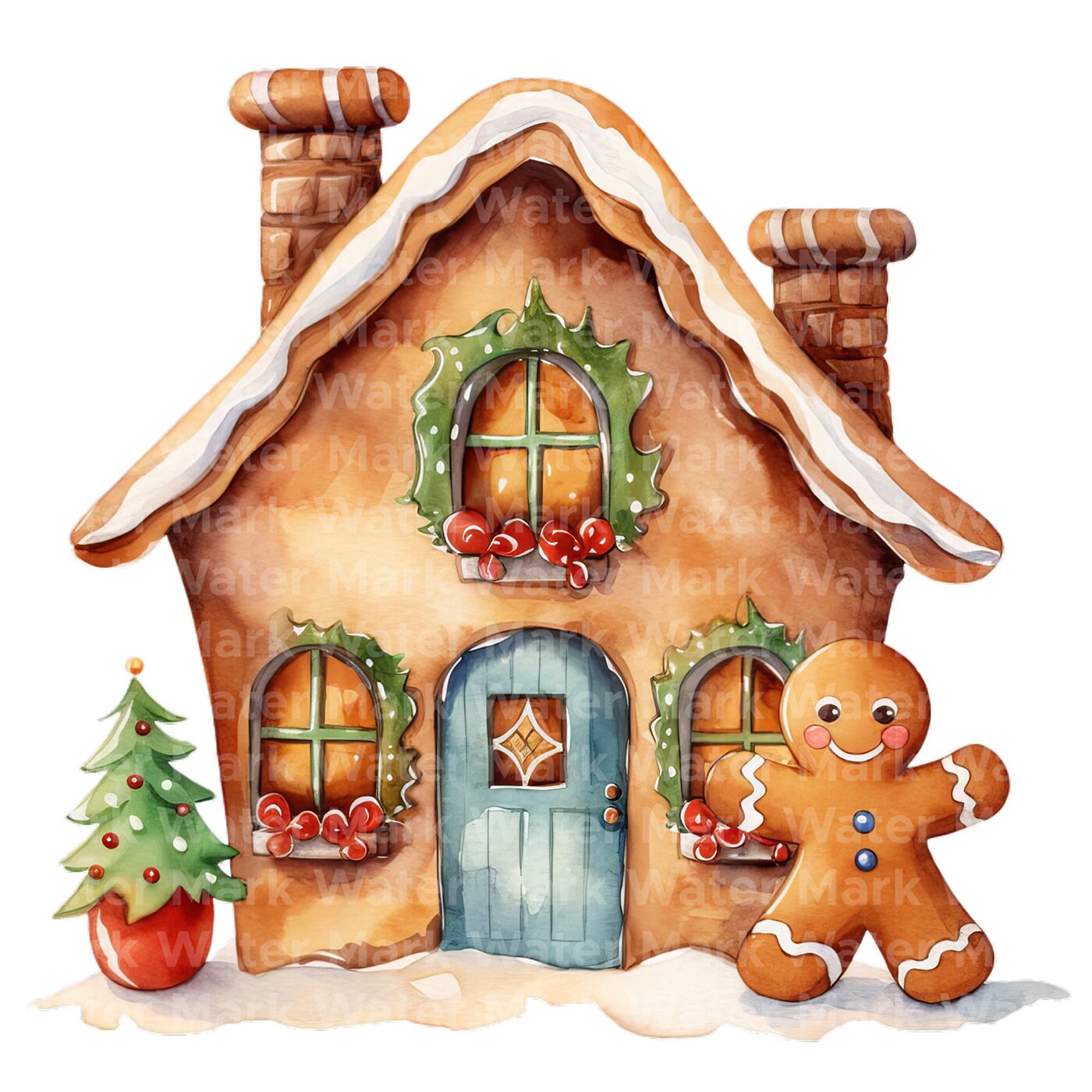 Watercolor Christmas Gingerbread House Clipart (digital Download) - Etsy