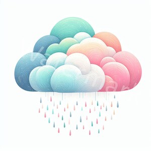 Rainbow Clouds Clipart, 12 JPG, Digital Download, Commercial Us ...