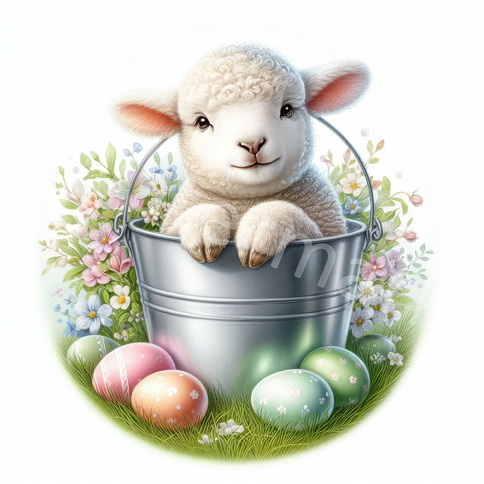 Easter Lamb Clipart, 11 Jpg, Digital Download, Easter Animals, Digital ...