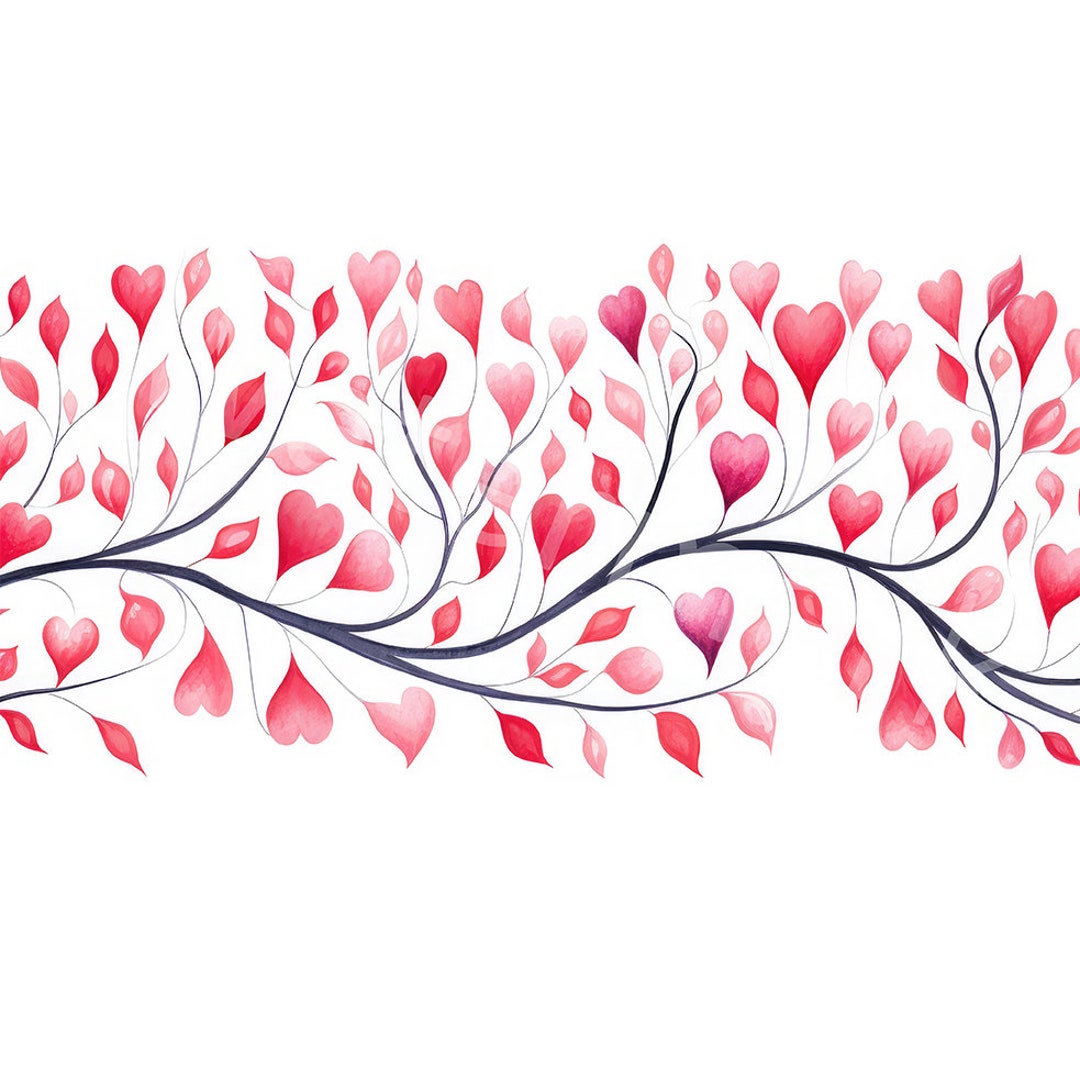 Valentines Day Borders Watercolor Clipart, 12 JPG, Digital Download ...