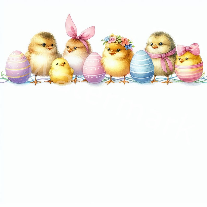 Watercolor Easter Clipart Borders: Chick & Egg Frames (digital Download ...