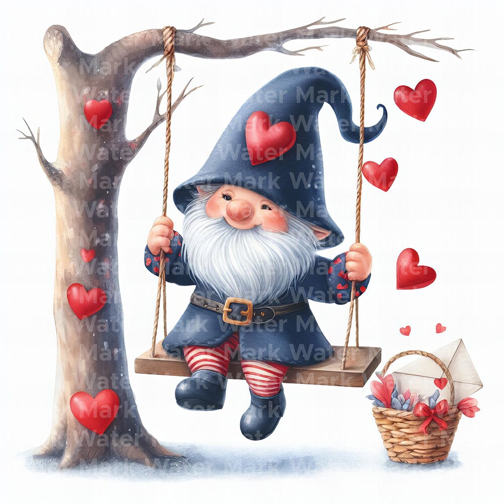 Valentine's Day Gnome Clipart, 13 JPG, Digital Download, Gnome With ...