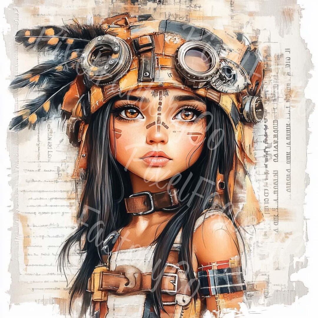 Steampunk Indian Girl Clipart, Vintage Style (digital Download) - Etsy