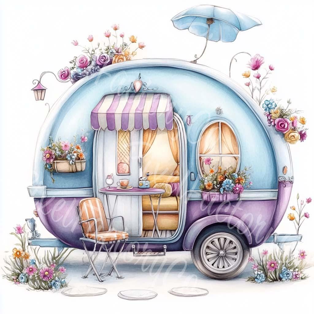 Vintage Camper Clipart: Retro Summer Trailer Art (digital Download) - Etsy