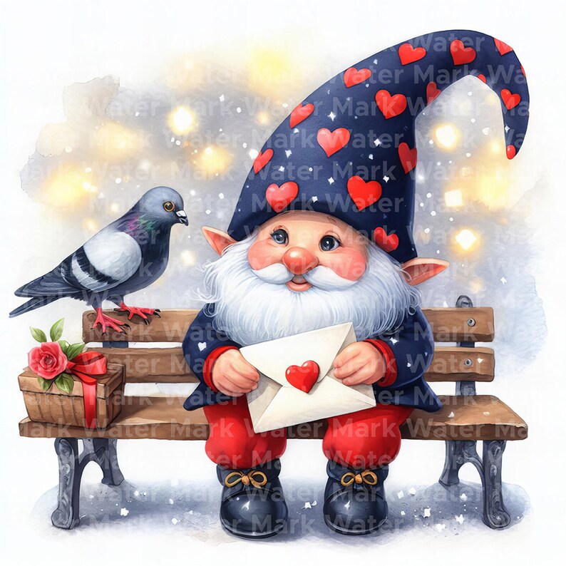 Valentine's Day Gnome Clipart, 13 JPG, Digital Download, Gnome With ...