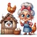 Funny Grandma Henhouse Clipart: Watercolor Women Graphics (digital ...