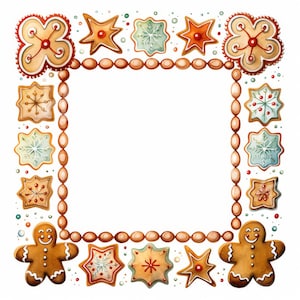 Gingerbread Border Clipart, 11 JPG, Digital Download, Digital Paper ...