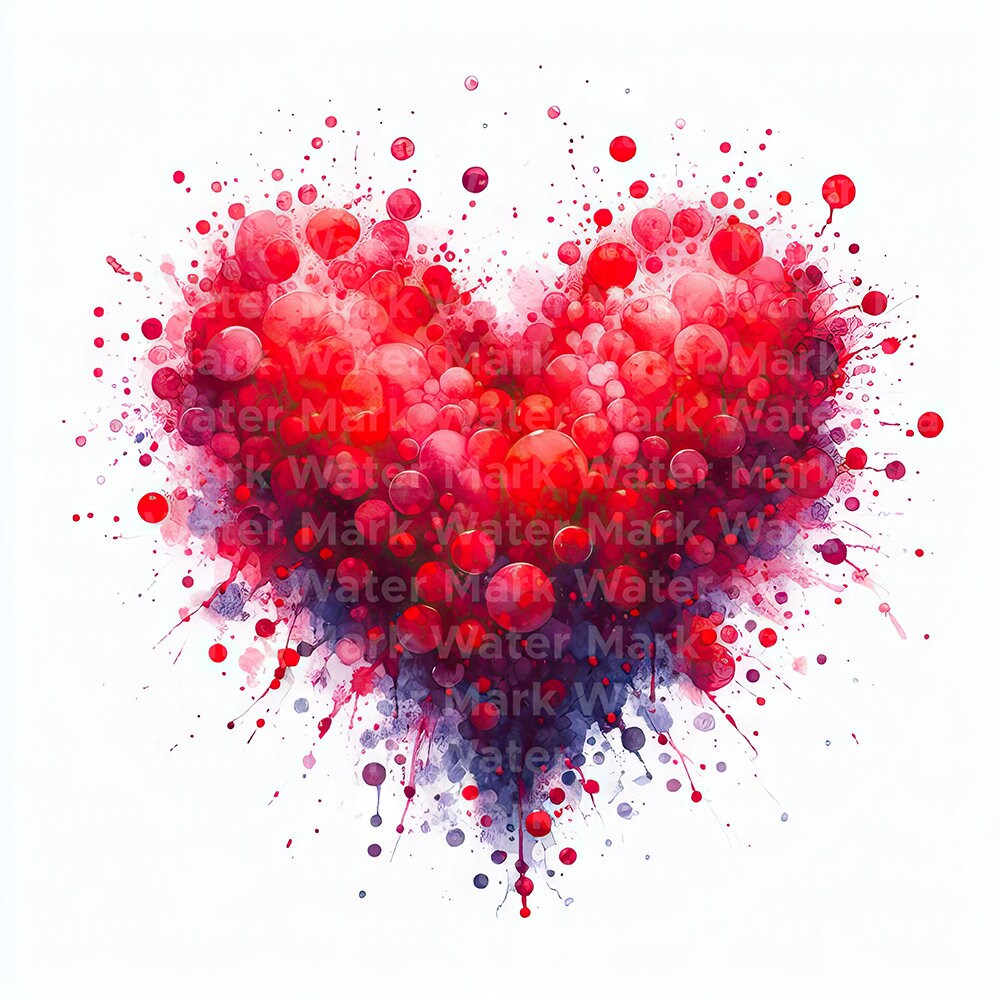 Valentine's Day Hearts Watercolor Clipart, 12 JPG, Digital Download ...