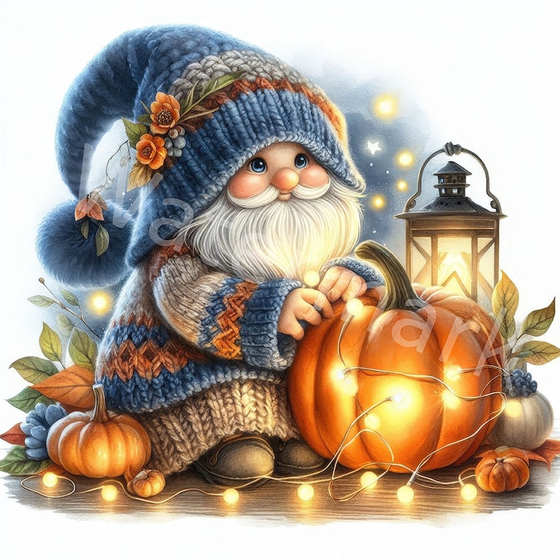 Autumn Gnome Clipart: Watercolor Halloween Graphics (digital Download ...