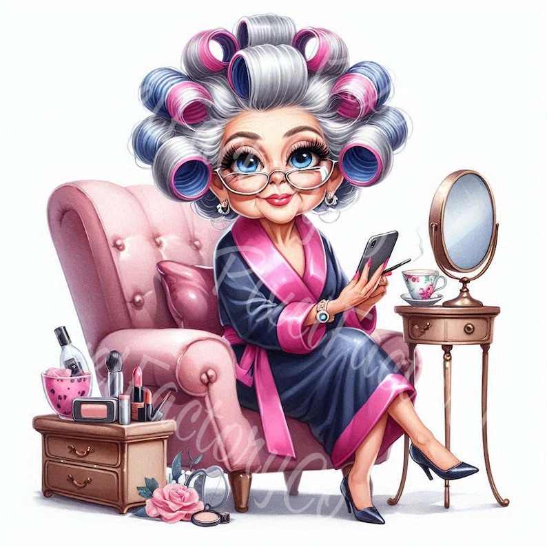 Funny Grandma Self-care Clipart: Spa Day Granny Art (digital Files) - Etsy