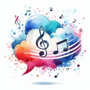 Watercolor Music Notes Clipart Treble Clef Clipart 12JPG Digital ...