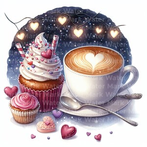 Valentine's Day Coffee Cupcake Clipart, 12 JPG, Digital Download ...