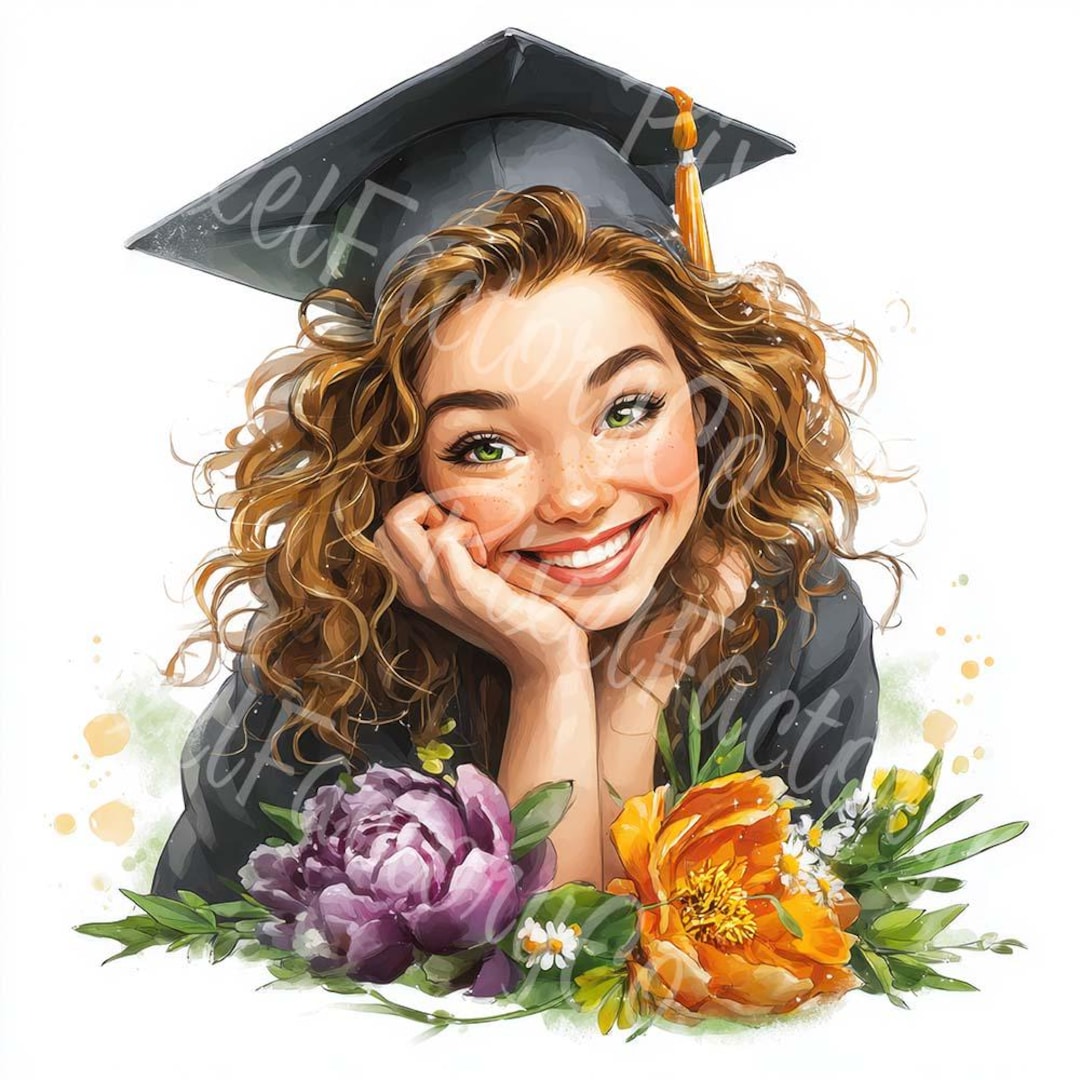Graduation Girl Clipart Bundle: JPG Images for Planner Stickers ...