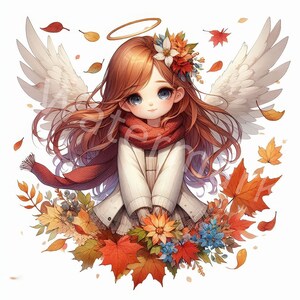 Autumn Angel Clipart: Watercolor Kids Illustration (JPG Digital ...