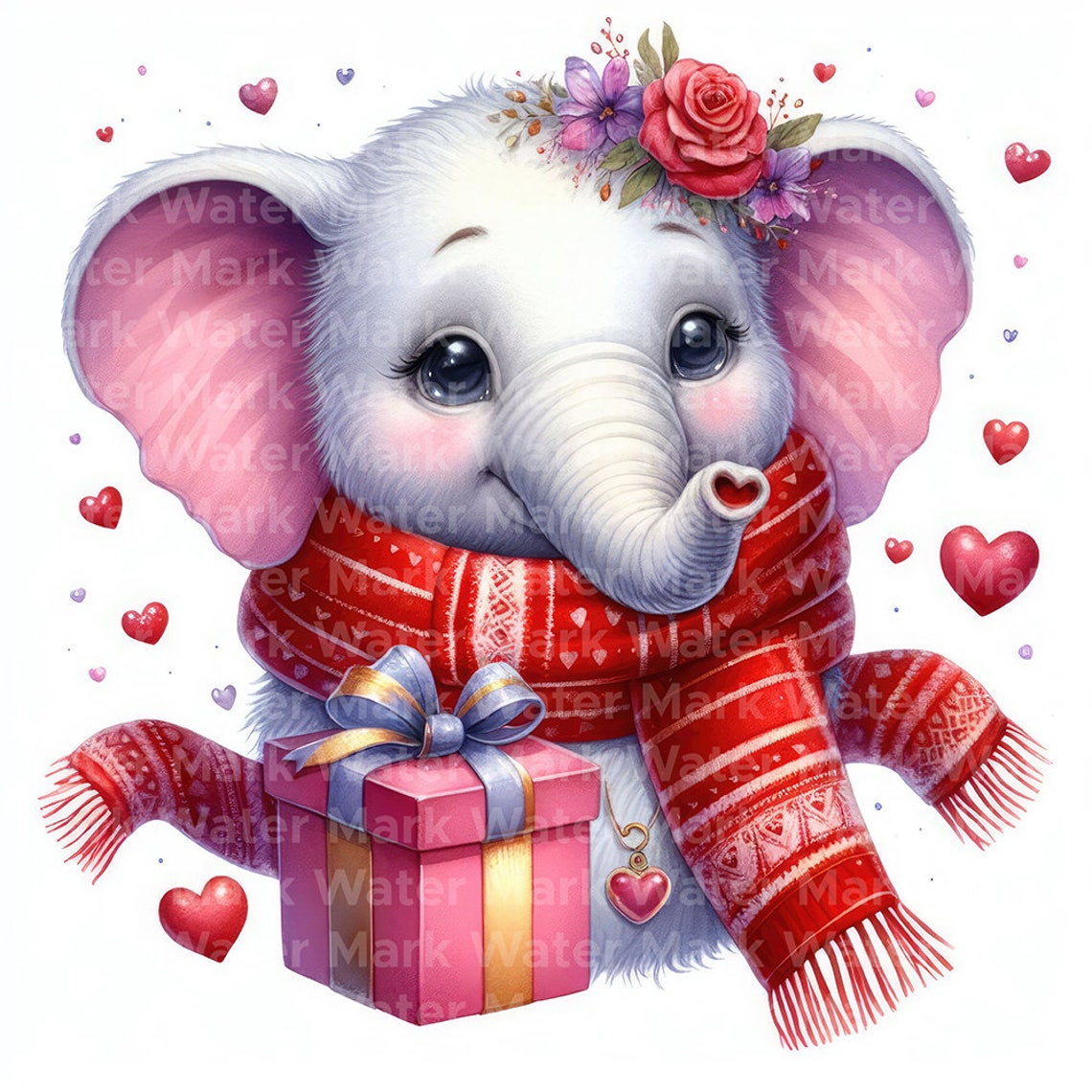 Valentine's Day Elephant Clipart, 12 JPG, Digital Download, Scrapbooks ...
