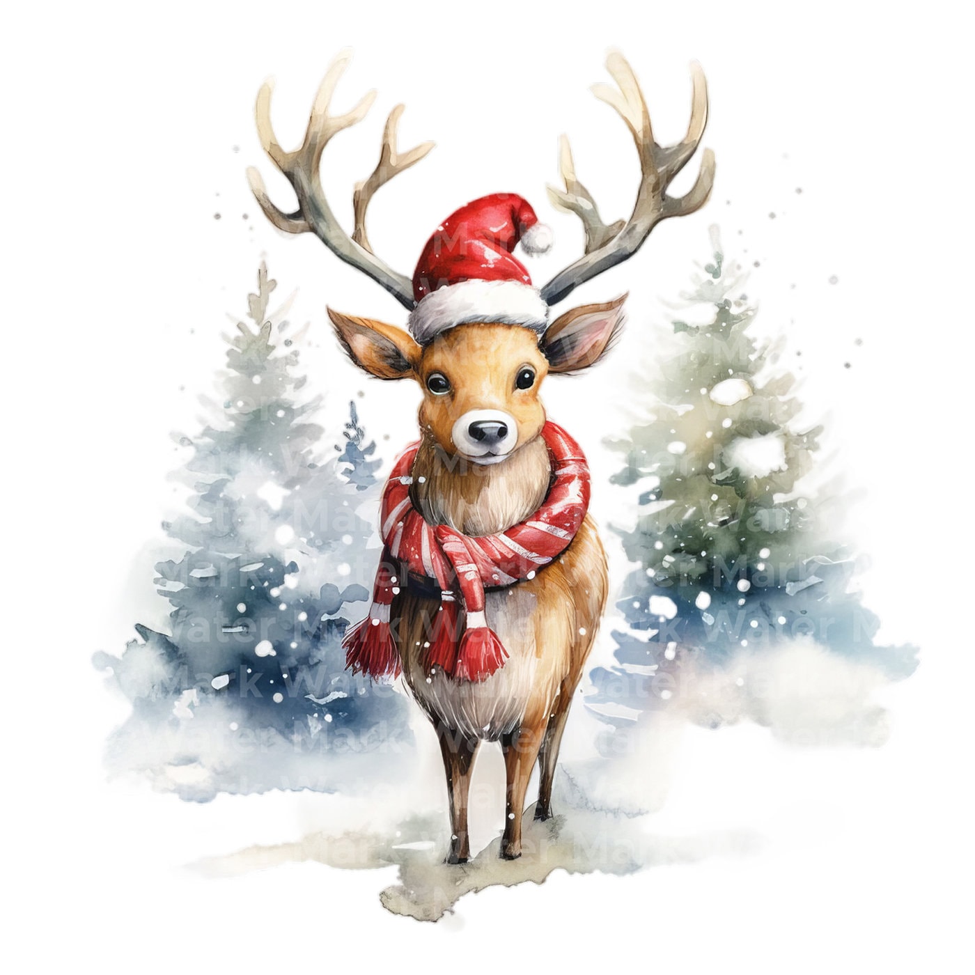 Christmas Reindeer Clipart, 13 Jpg, Watercolor Clipart, Card Making ...