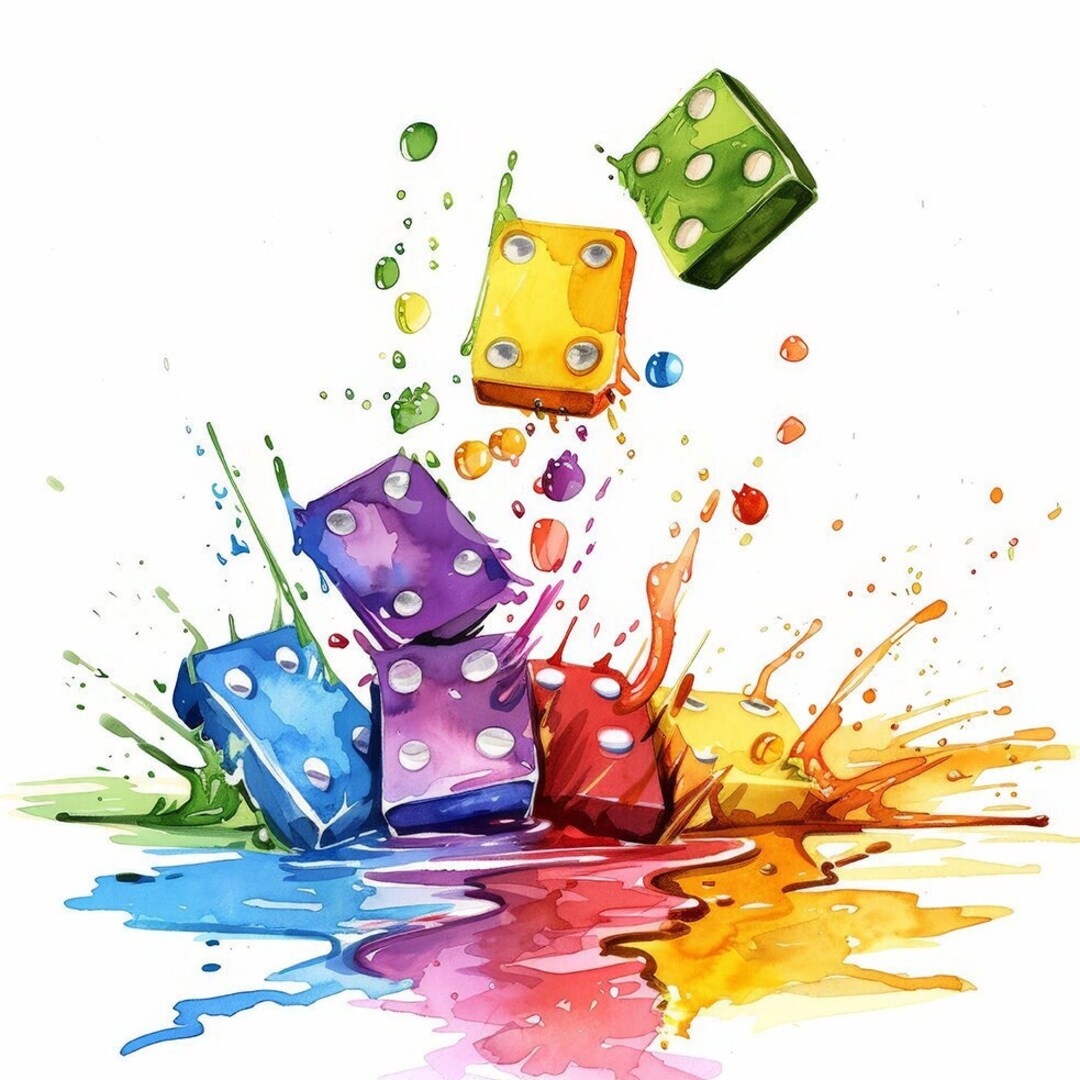 Watercolor Dominoes Clipart: Colorful Game Graphics (digital Download ...
