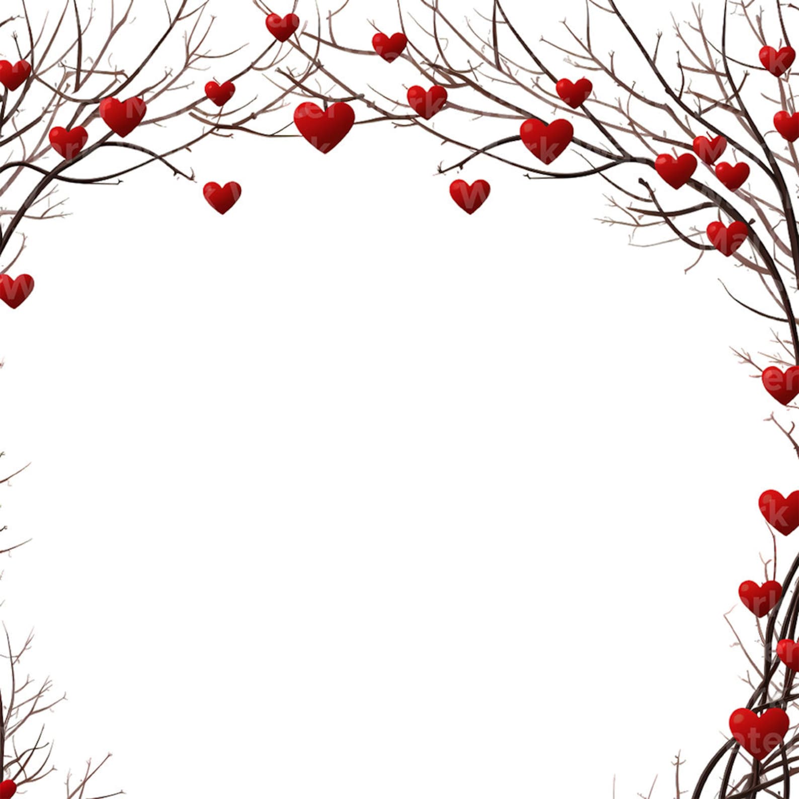 Valentine's Day Hearts Frame Clipart: Watercolor Style (digital ...
