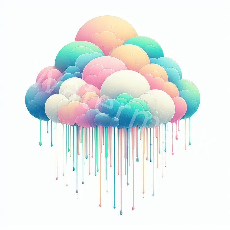 Watercolor Rainbow Clouds Clipart: Digital Planner Graphics (JPG ...