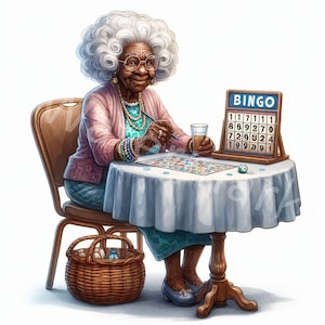 Funny Black Old Ladies Clipart, 12 JPG People Clipart Grandma Playing ...