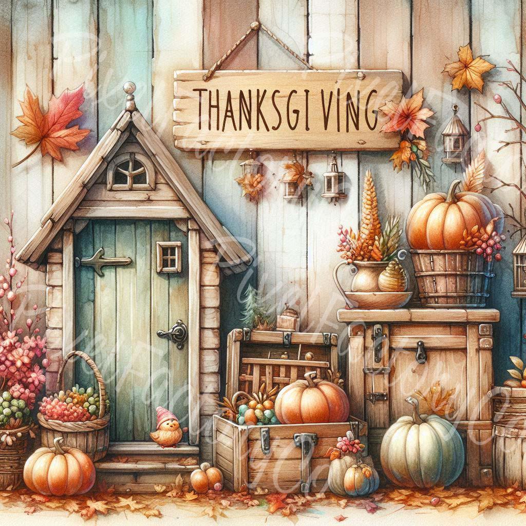 Vintage Thanksgiving Clipart Set: Rustic Harvest Pumpkins (digital ...