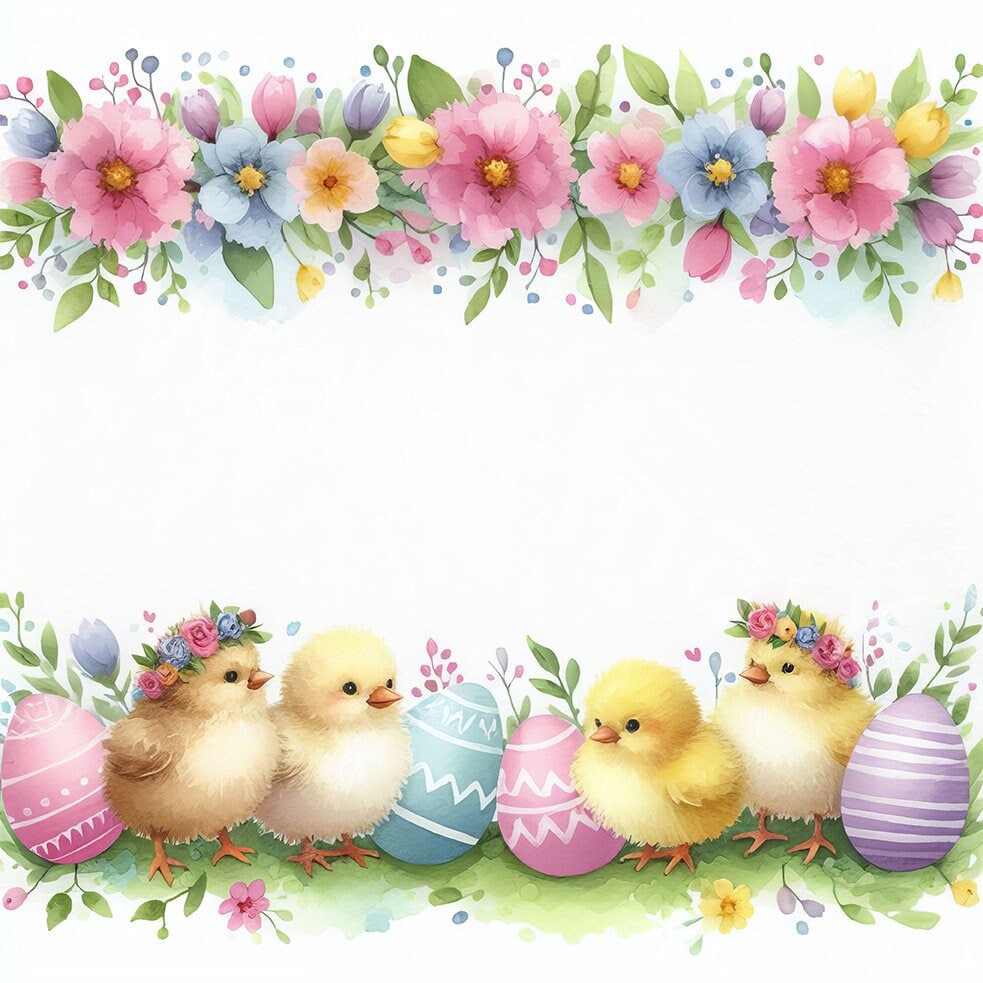 Easter Borders Watercolor Clipart, 11 JPG, Digital Download, Easter ...