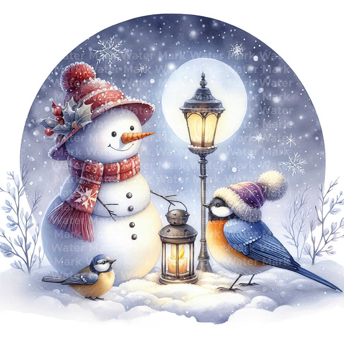 Christmas Snowman Clipart, 11 Pngs , Digital Download, Watercolor ...