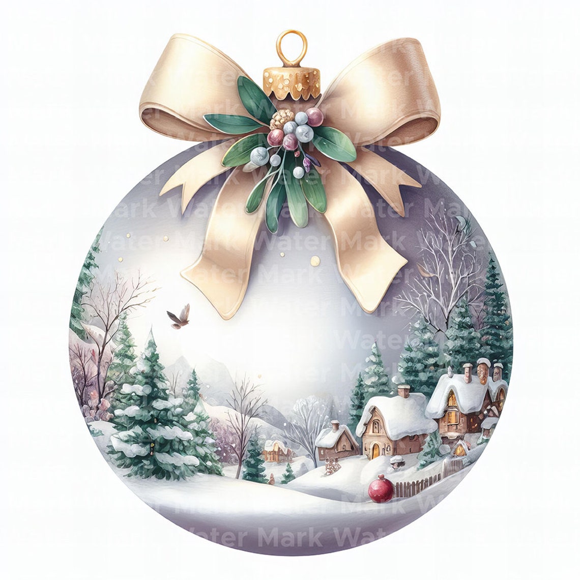 Christmas Tree Baubles Clipart, 12 JPG, Watercolor Clipart, Card Making ...