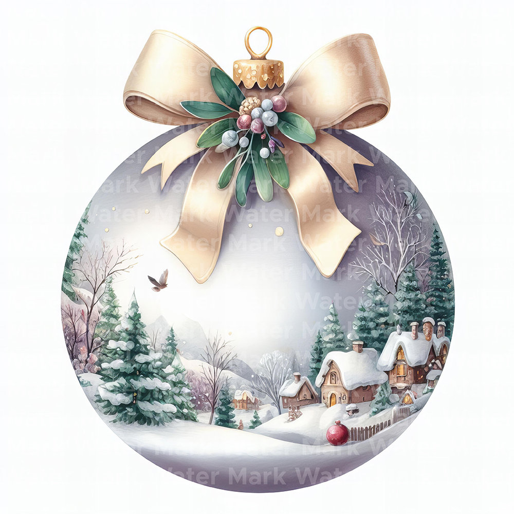 Christmas Tree Baubles Clipart, 12 JPG, Watercolor Clipart, Card Making ...