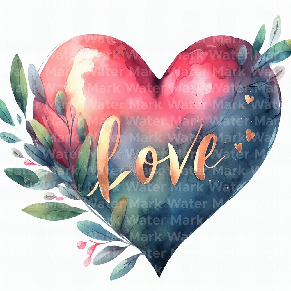 Valentines Day Heart Clipart, 12 Jpg, Couple in Love, Digital Download ...