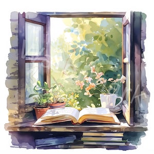 Summer Window Clipart, 12 JPG, Digital Download, Paper Crafts ...