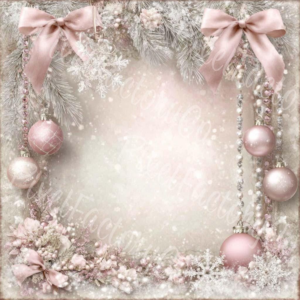 Pink Christmas Scrapbook Paper: Vintage Floral Backgrounds (digital ...