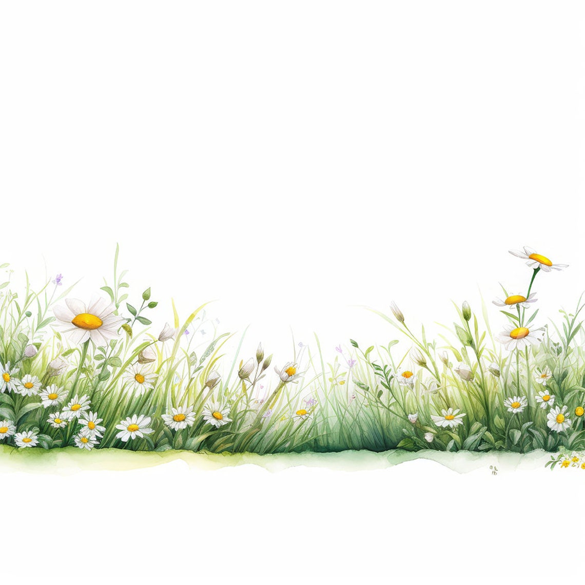 Daisy Border Clipart: Watercolor Flower Frame Graphics (digital ...