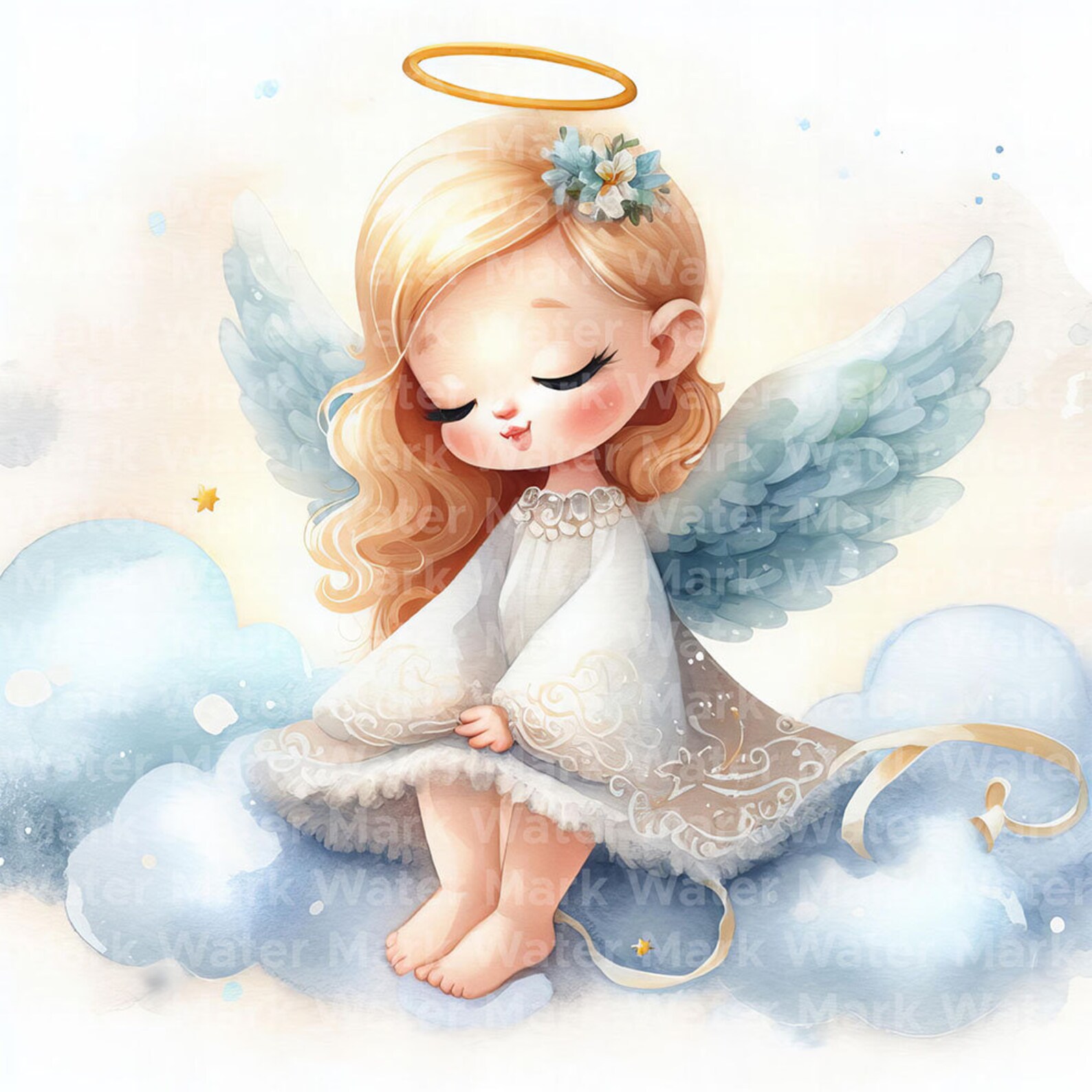 Watercolor Christmas Angel Clipart: Holiday Card Making (digital ...