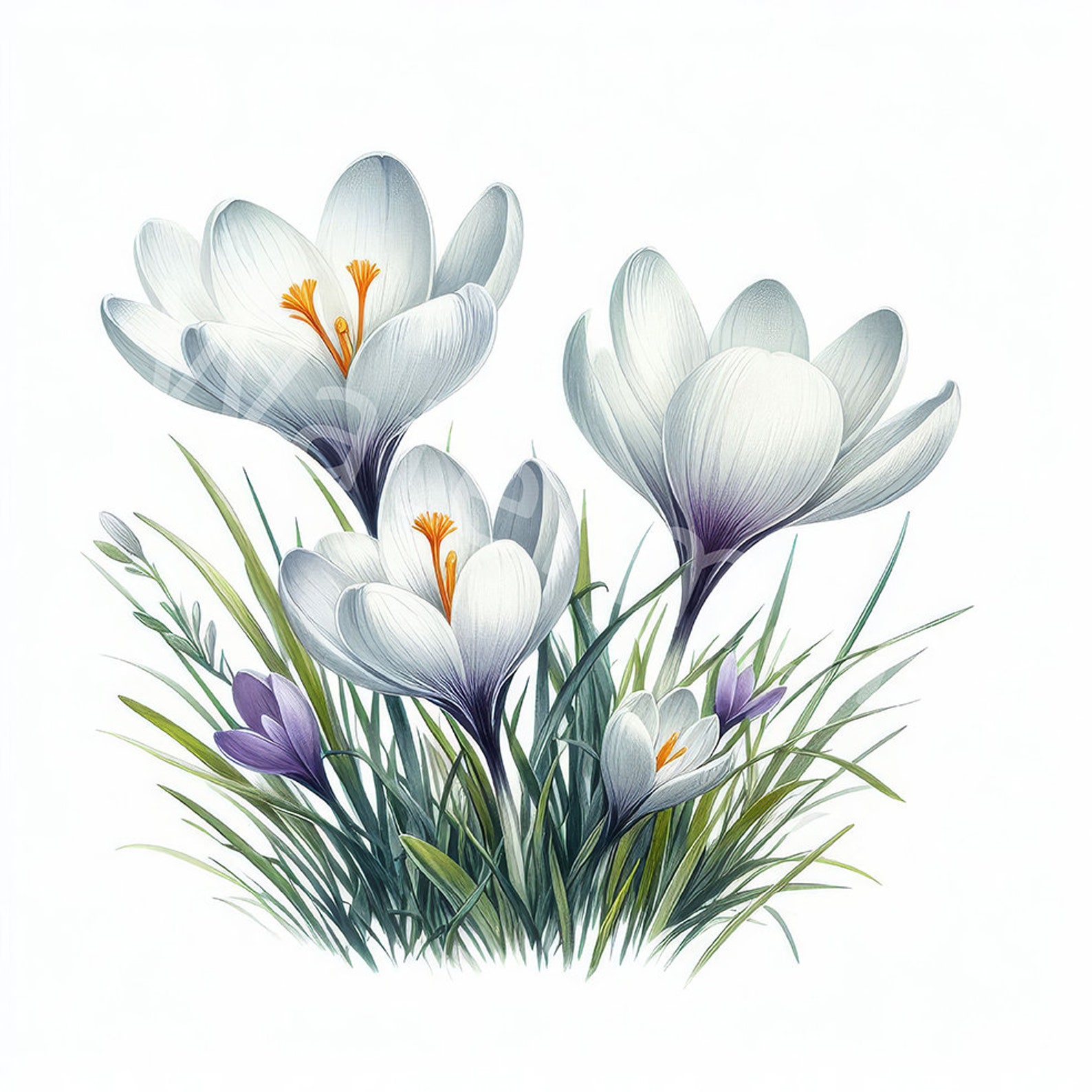 Crocus Flowers Watercolor Clipart, 11 Jpg, Digital Download, Digital ...