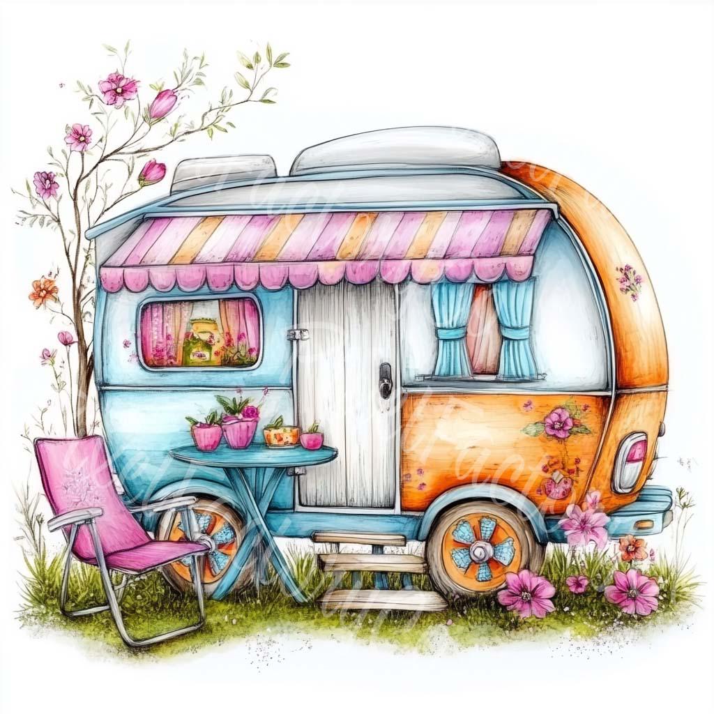 Vintage Camper Clipart: Retro Summer Trailer Art (digital Download) - Etsy