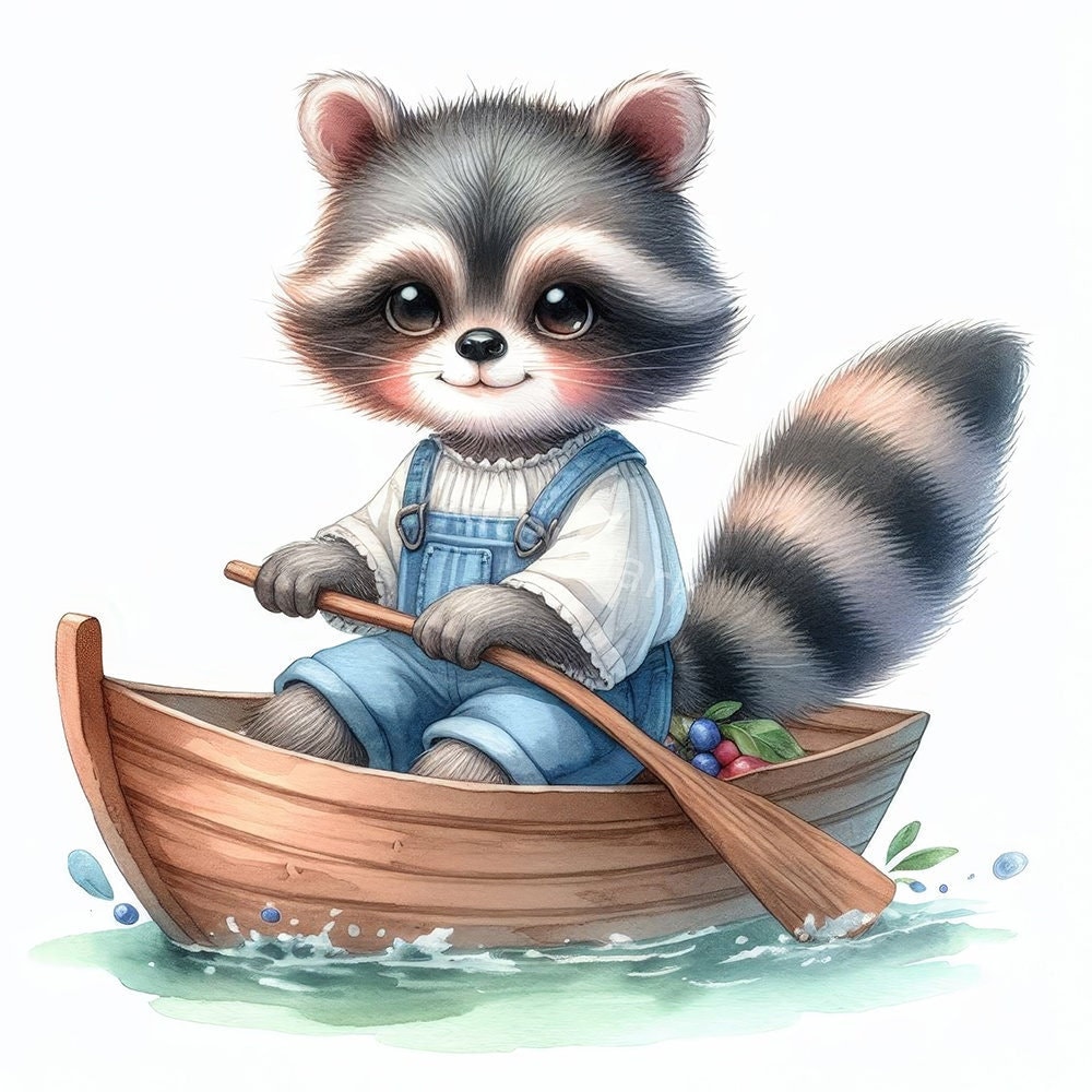 Watercolor Raccoon Clipart, 11 Jpg, Digital Download, Stylized Raccoon ...
