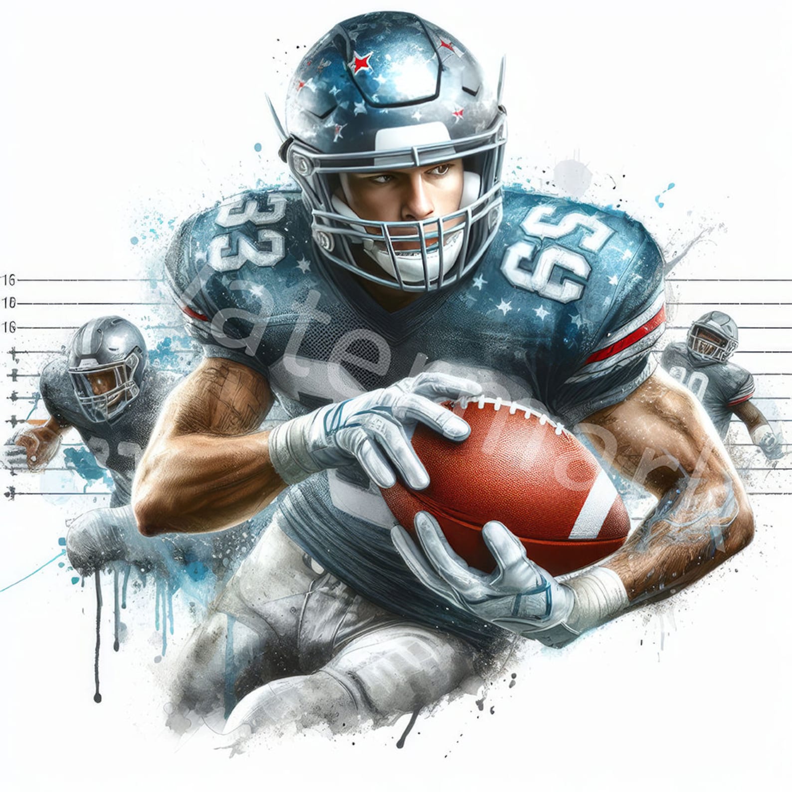 Watercolor American Football Clipart: Sports Illustrations (digital ...