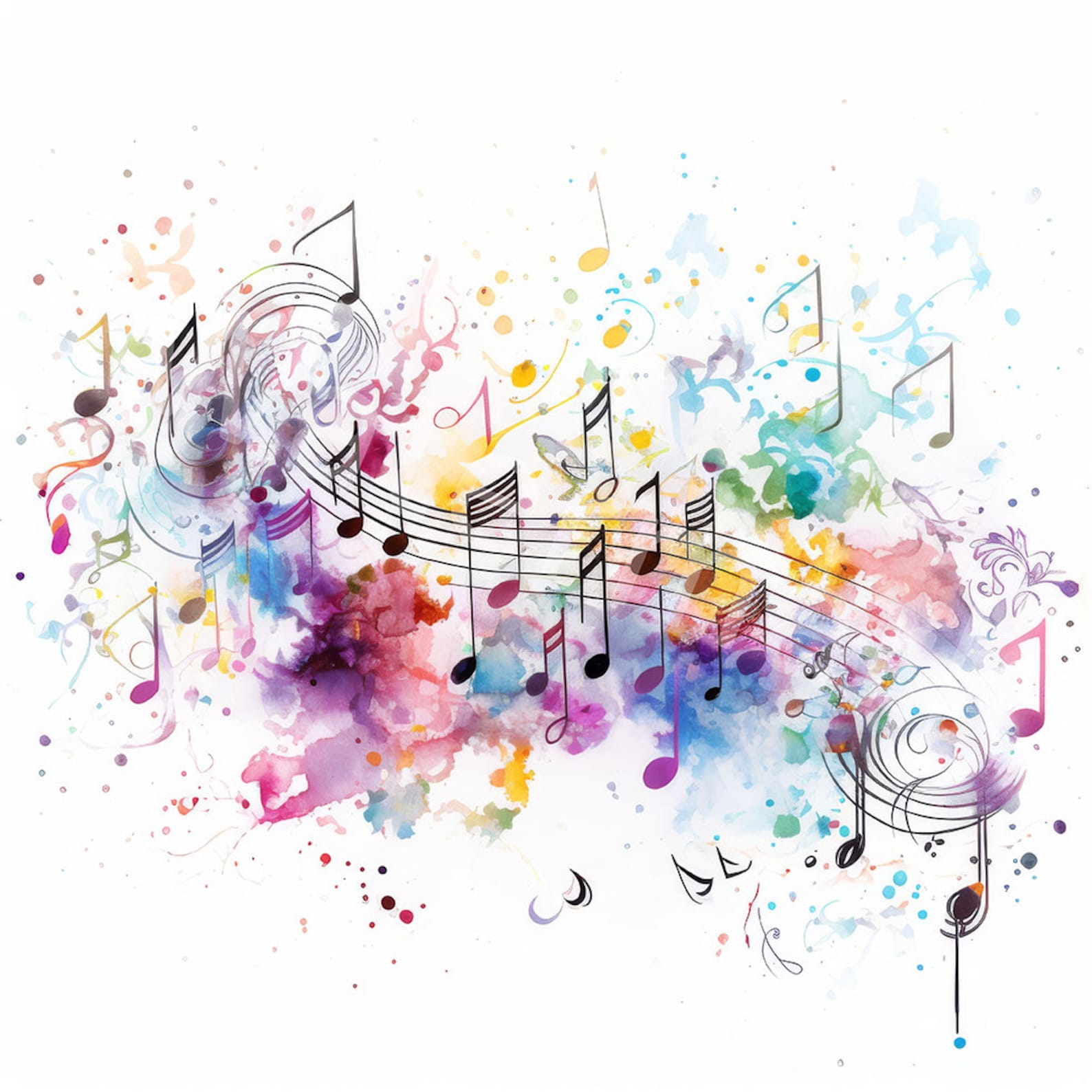 Watercolor Music Notes Clipart, 14 JPG, Digital Download, Digital Paper ...