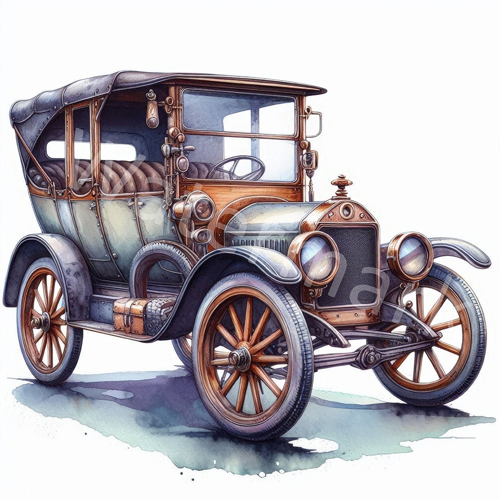 Watercolor Vintage Car Clipart: Classic Car Art (digital Download) - Etsy